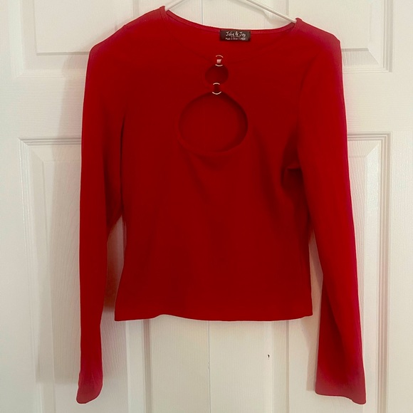 Tops | Sexy Bright Red Keyhole Style Top | Poshmark